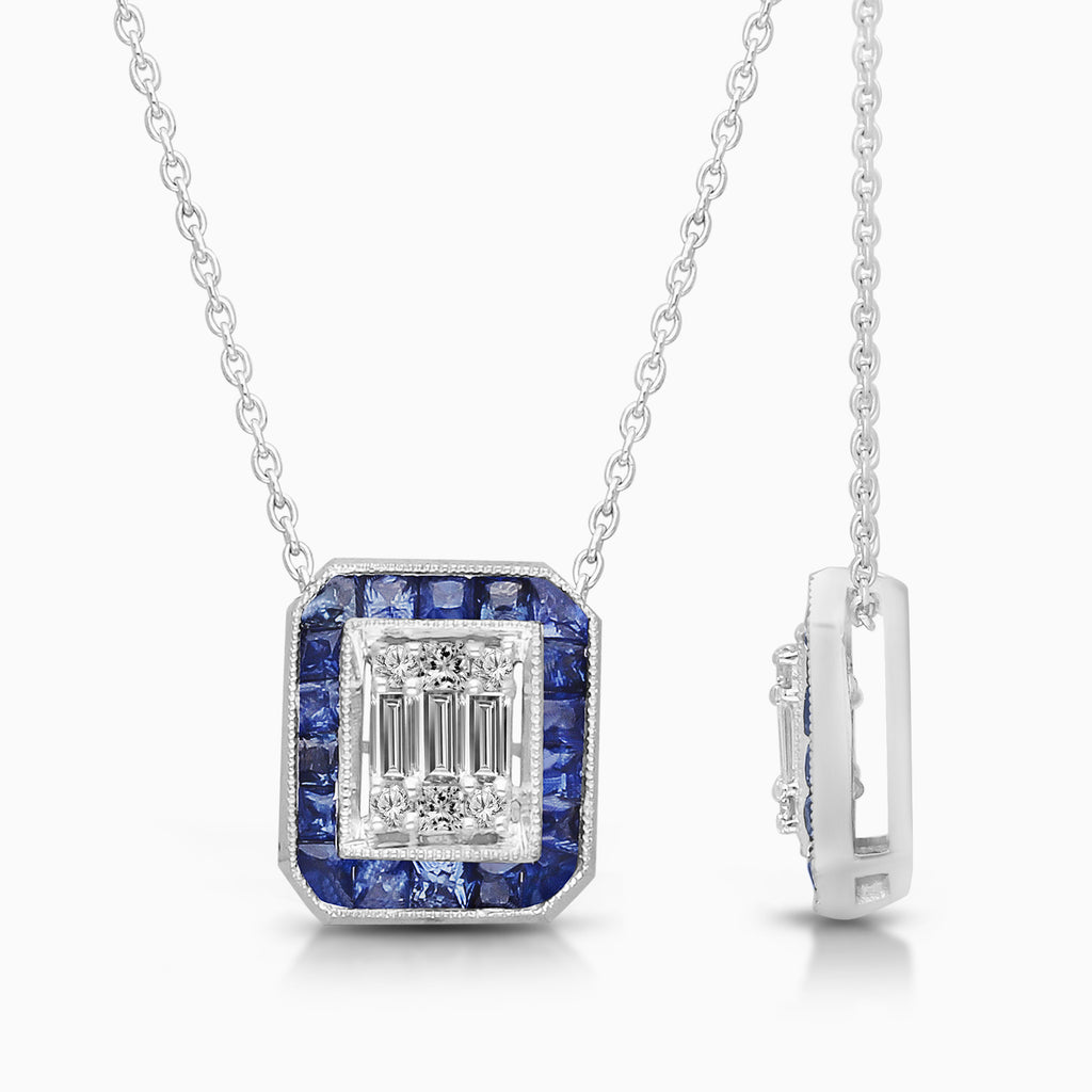 Sapphire Halo Diamond Necklace – KALLATI