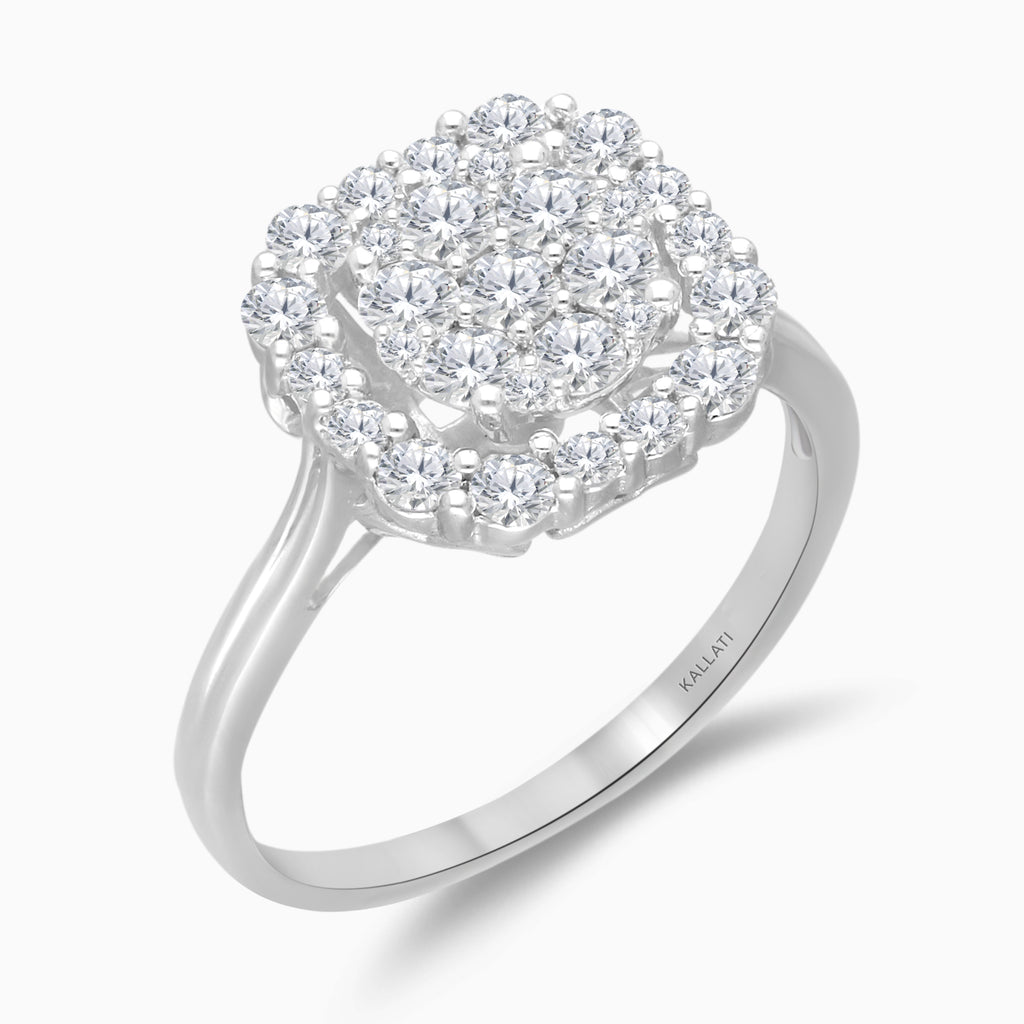 Dual Row Cluster Engagement Ring – KALLATI