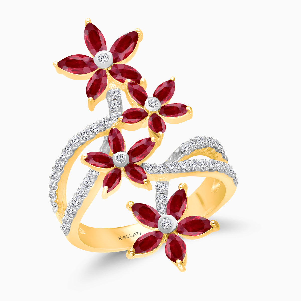 Flower Garden Ruby & Diamond Ring