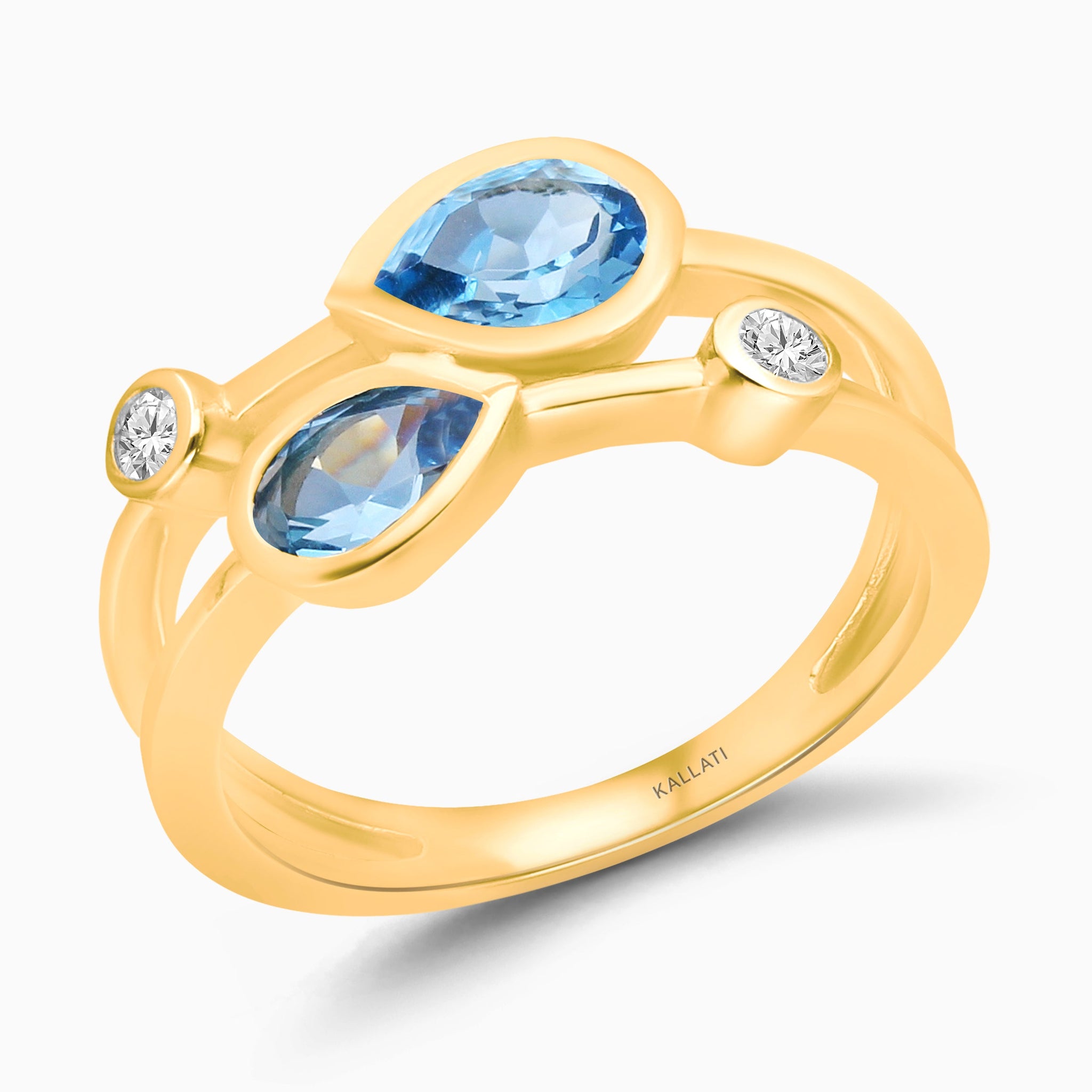 Perfect Pear Blue Topaz & White Diamond Ring