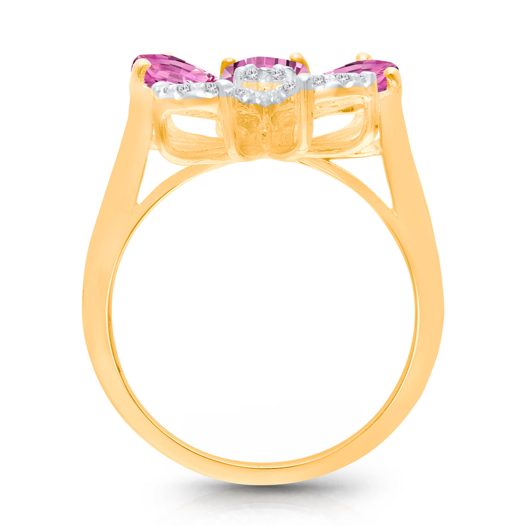 14kt Yellow Gold Pink Sapphire and Diamond Flower Ring – KALLATI