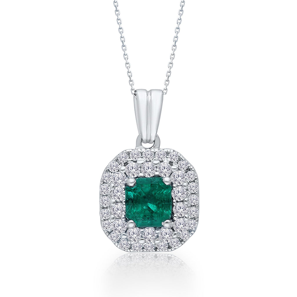 Cushion Cut Emerald & Diamond Necklace – KALLATI