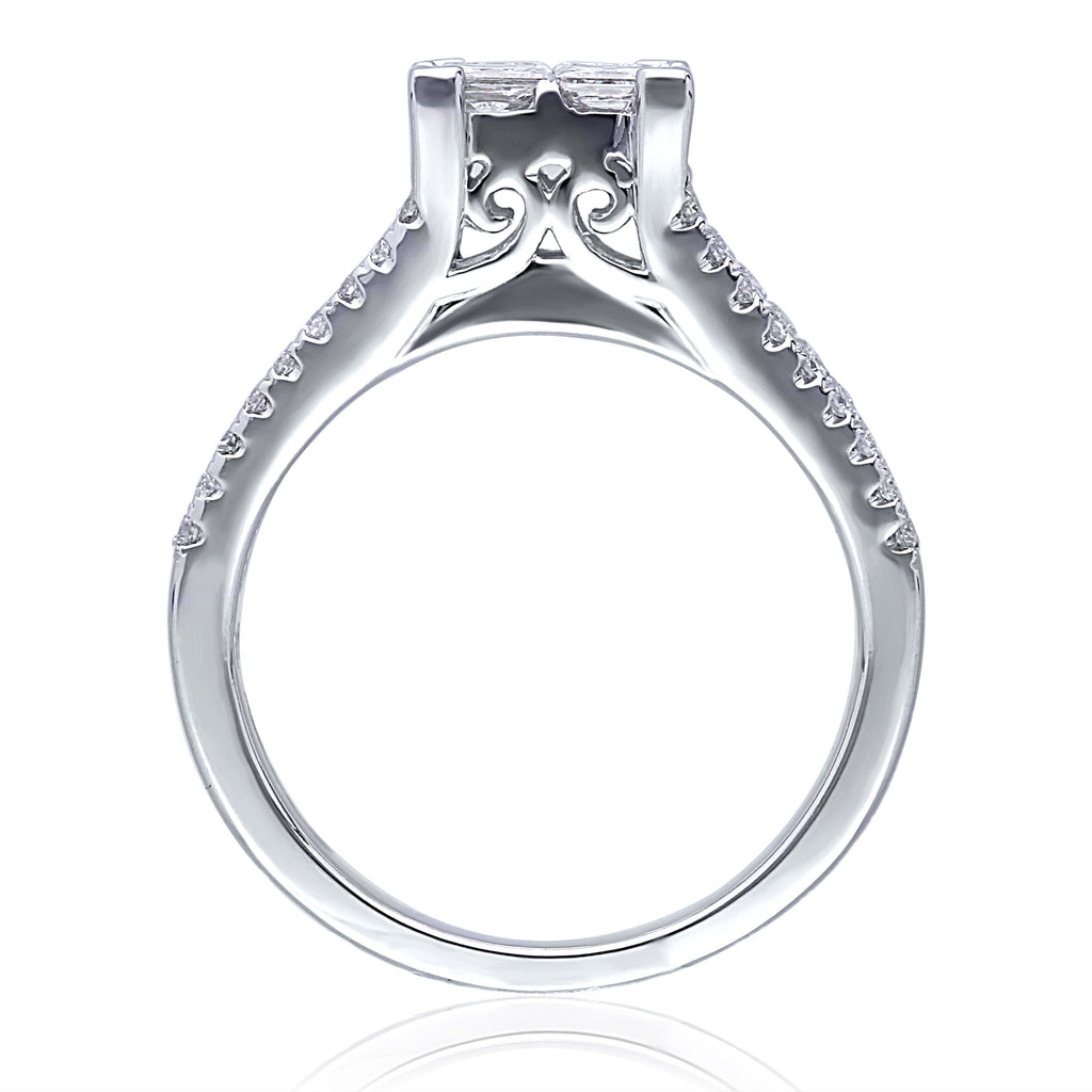 Kallati Eternal Princess Shape Diamond Engagement Ring in 14K White Go ...