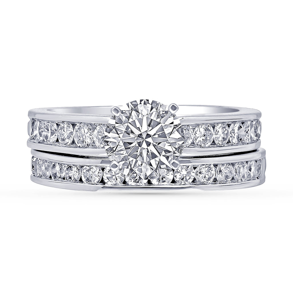 Kallati Eternal Round Solitaire Diamond Engagement Ring With Matching ...