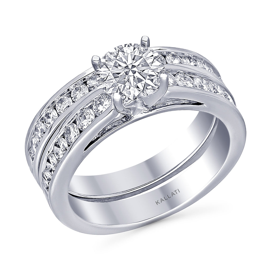 Kallati Eternal Round Solitaire Diamond Engagement Ring With Matching ...