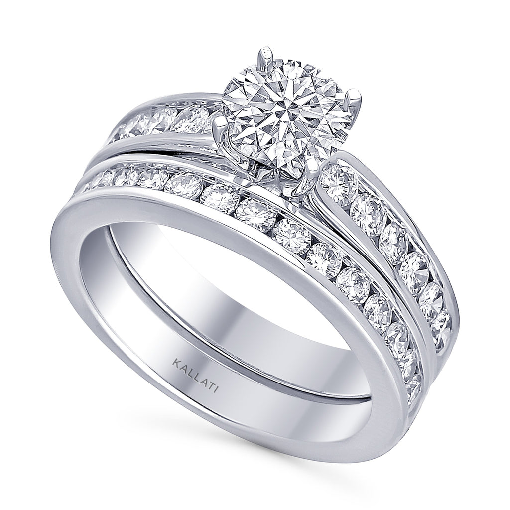 Kallati Eternal Round Solitaire Diamond Engagement Ring With Matching ...