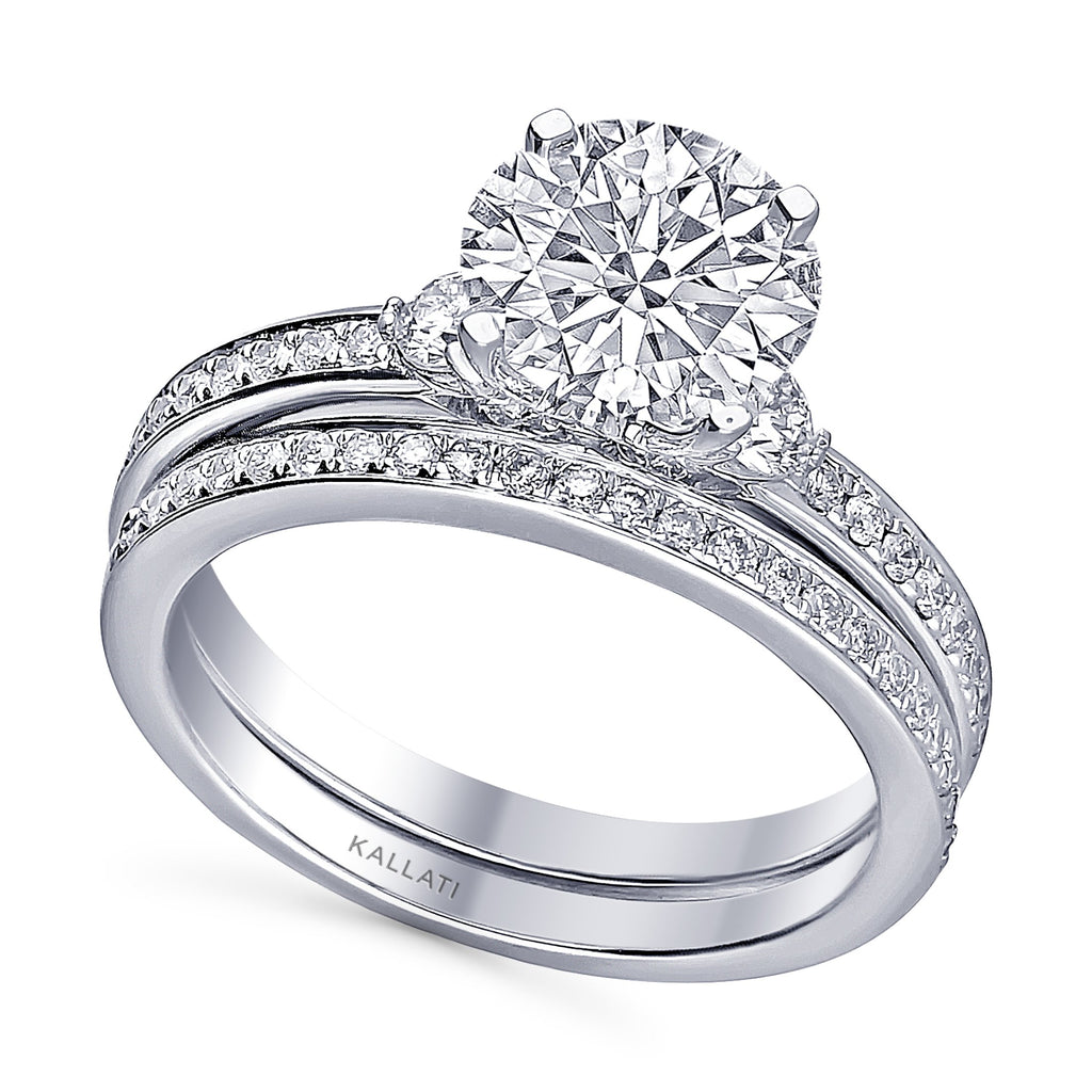 Kallati Eternal Three Stone Diamond Engagement Ring With Matching Band ...